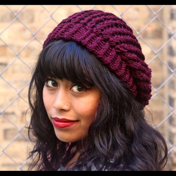 Handmade | Accessories | Handmade Sparkle Beret Knit Slouchy Cap Hat ...